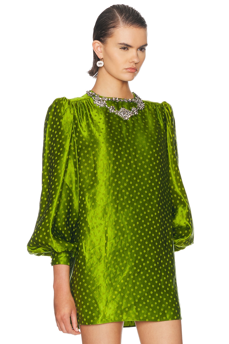 VALENTINO valentino plus de pois embroidered top in green